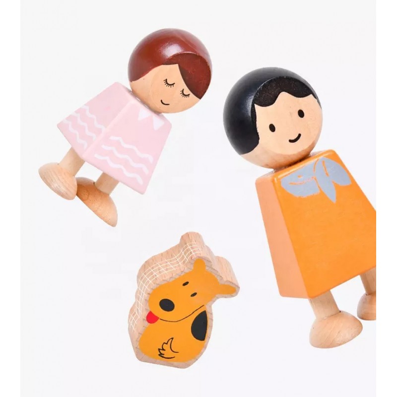 Familia personitas didáctica de madera
