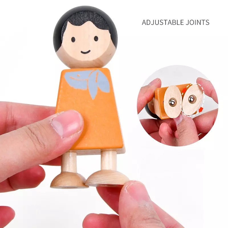 Familia personitas didáctica de madera